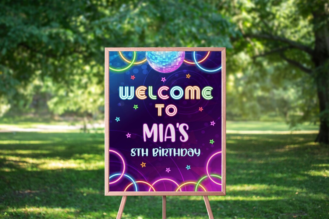 Disco Party Sign Disco Birthday Custom Sign Editable Disco Party Sign ...