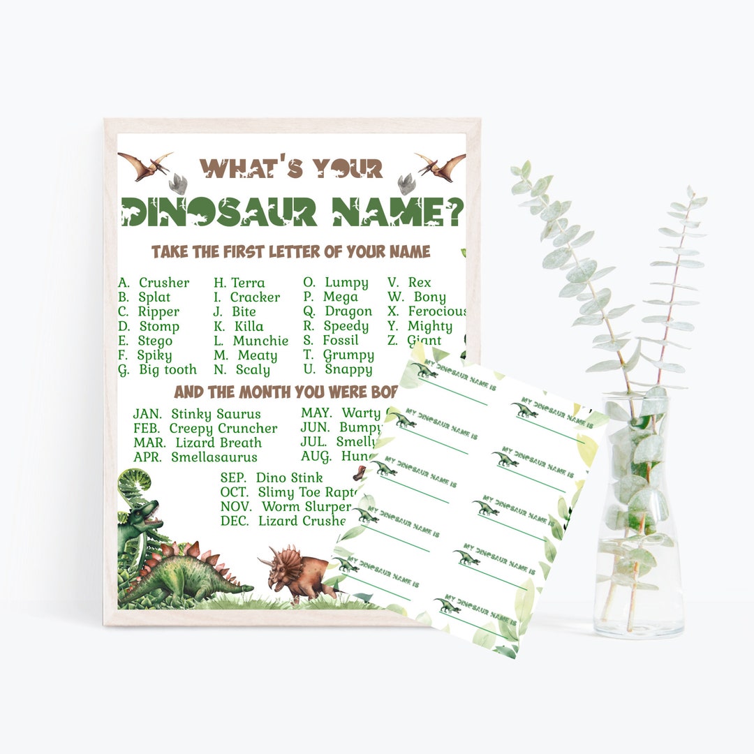 Dinosaur Birthday Party Game What's Your Dinosaur Name Game Dinosaur ...