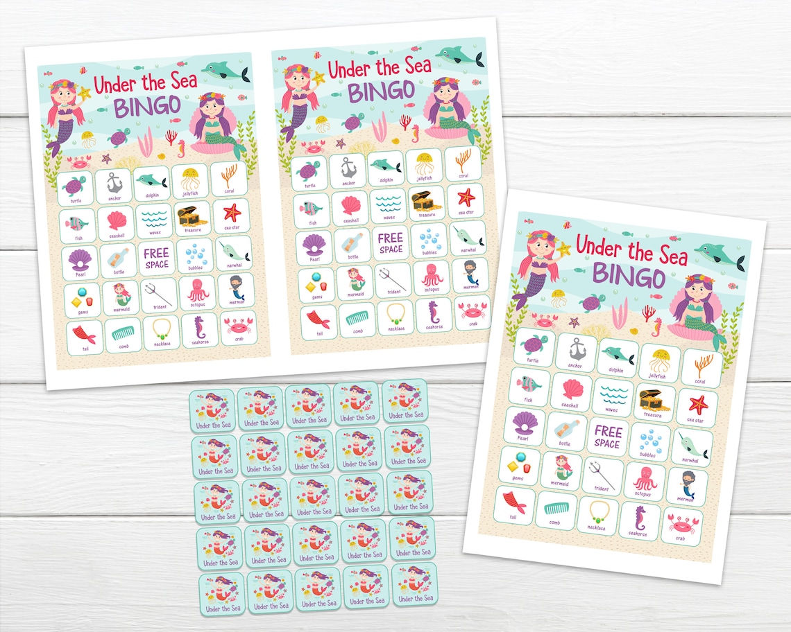 Mermaid Birthday BINGO GAME BINGO for Kids Printable Bingo | Etsy