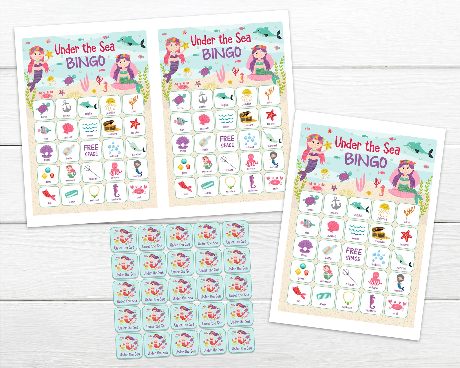 Mermaid Birthday BINGO GAME BINGO for Kids Printable Bingo | Etsy