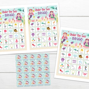 Mermaid Birthday Bingo Game Bingo for Kids Printable Bingo Game Instant ...