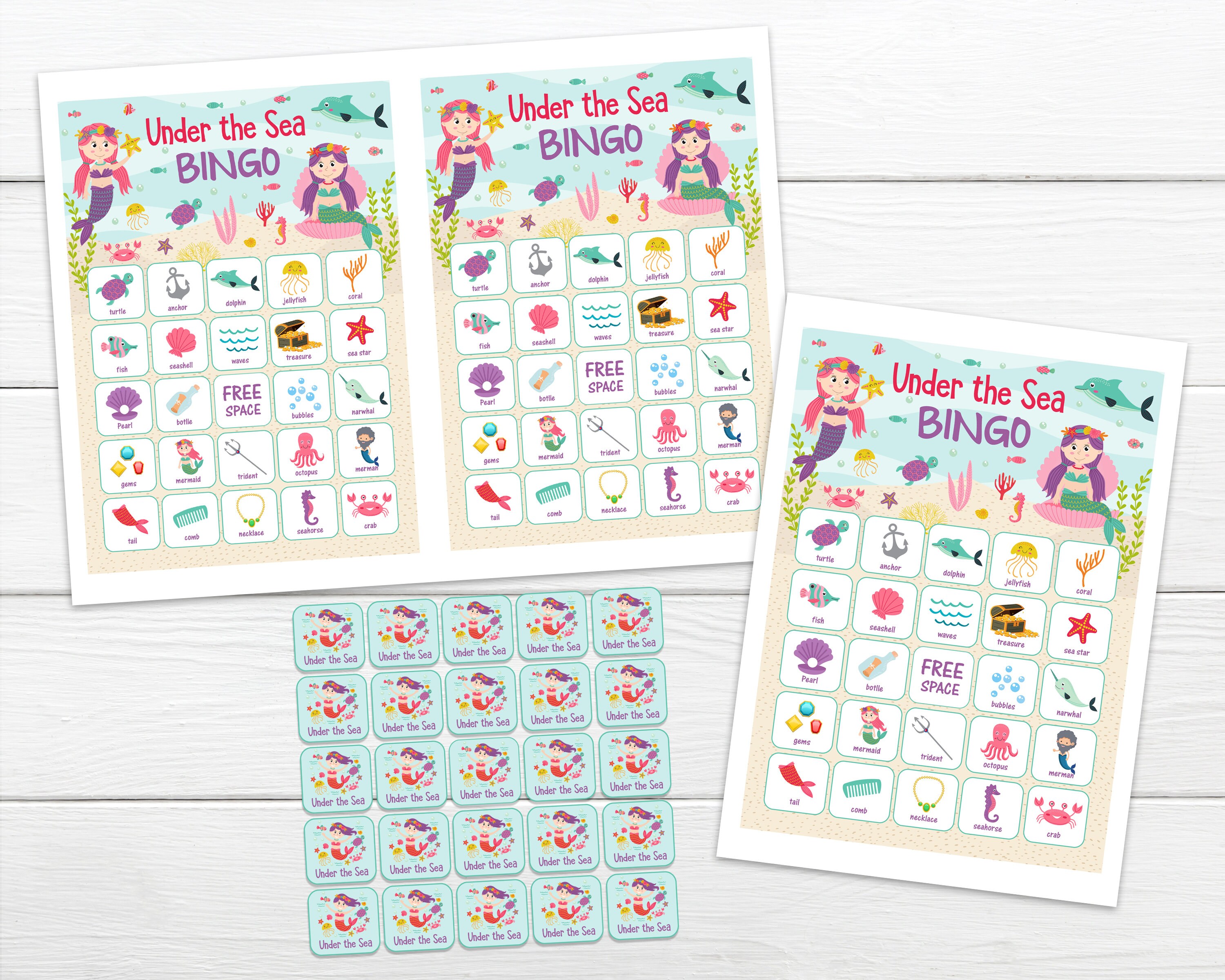 Mermaid Birthday BINGO GAME BINGO for Kids Printable Bingo | Etsy