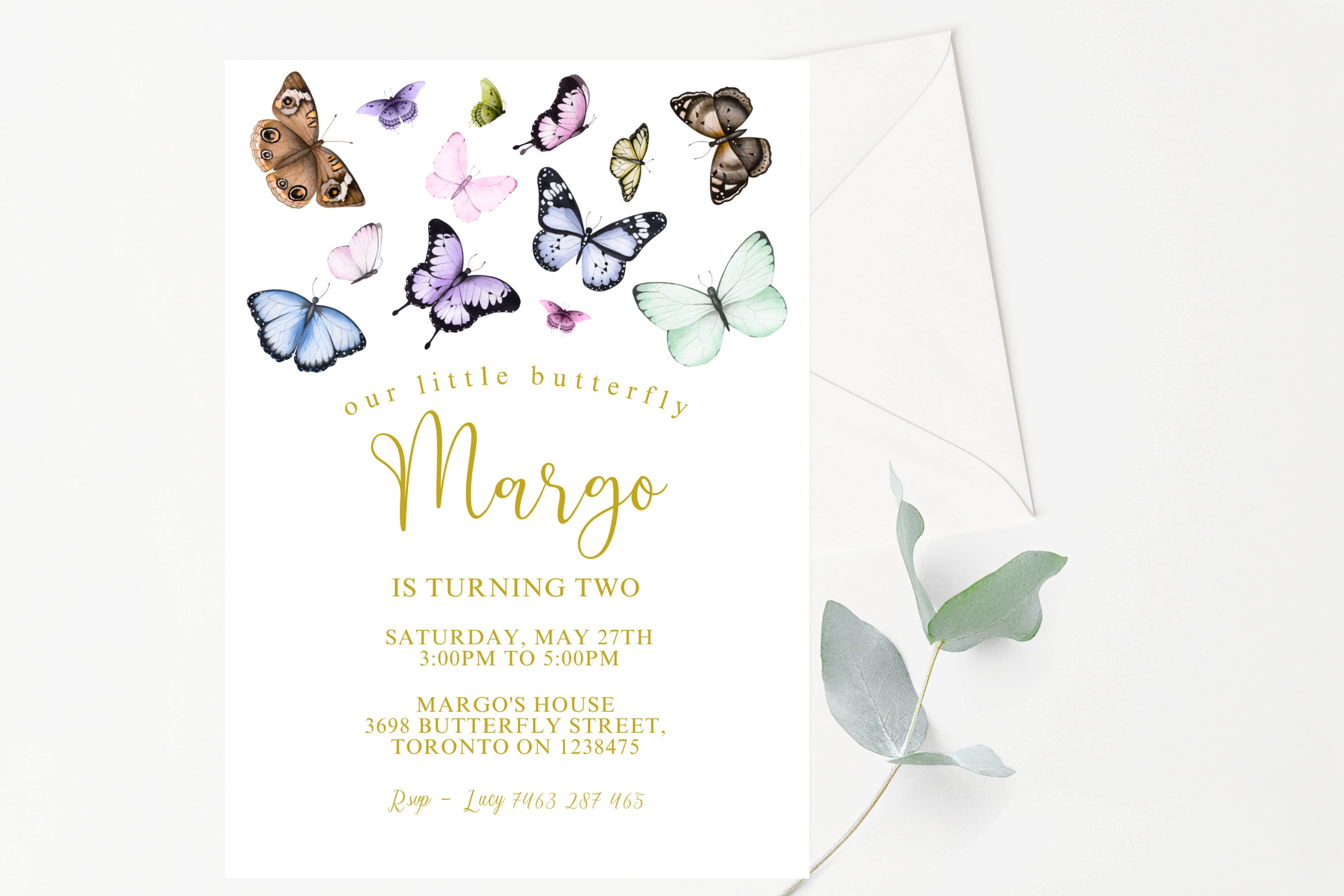 Editable Butterflies Birthday Party Invitation Butterfly Birthday ...