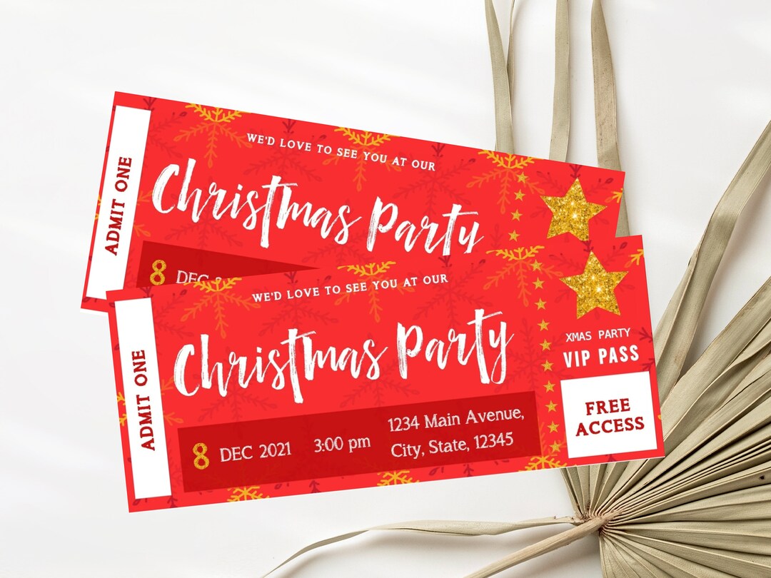 Editable Christmas Invitation Ticket Template Christmas Party ...