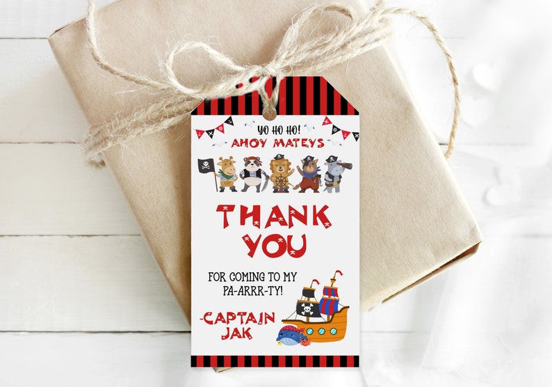 Pirate Thank You Tags Pirate Favor Tags Pirate Party Gift Tags Editable ...