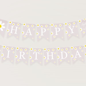 Editable Daisy Birthday Banner for Instant Editing and Printing, Daisy ...