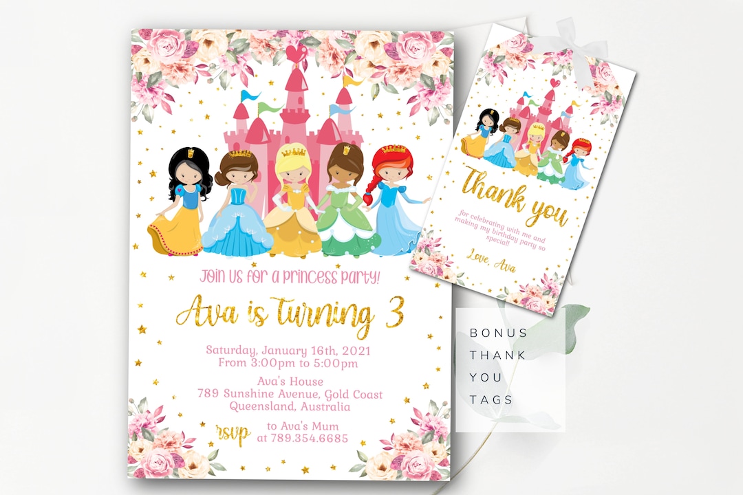 Editable Princess Birthday Invitation Princess Party Invitation ...