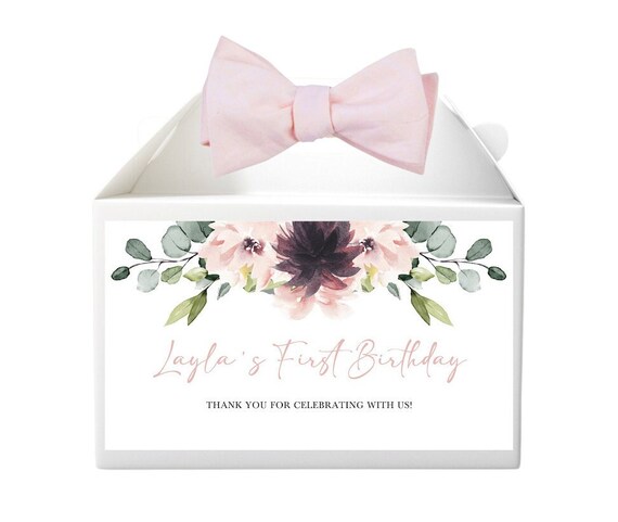 EDITABLE First Birthday Gable Gift Box Label First Birthday Label 1st ...