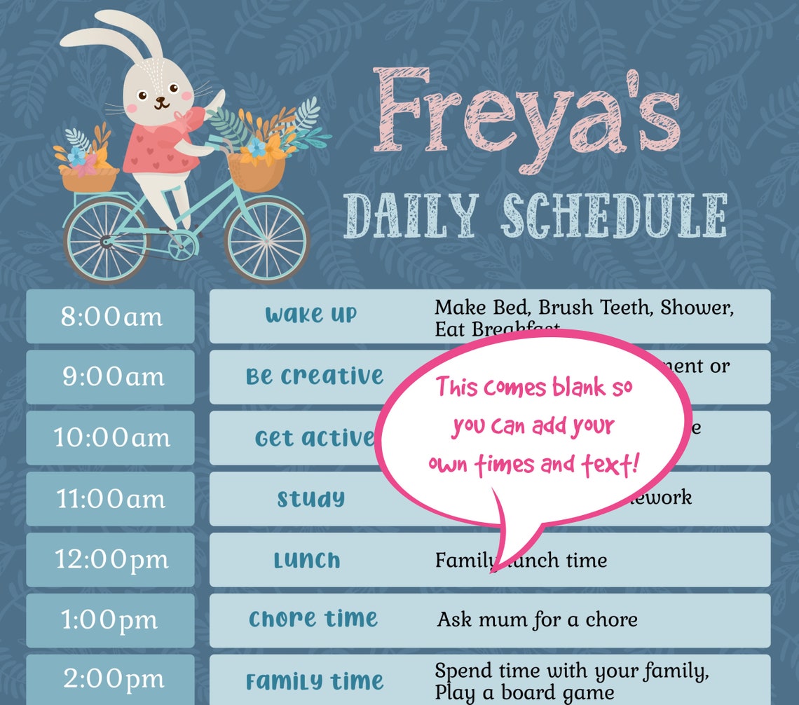 EDITABLE Daily Homeschool Schedule Chart Kids Daily Schedule - Etsy