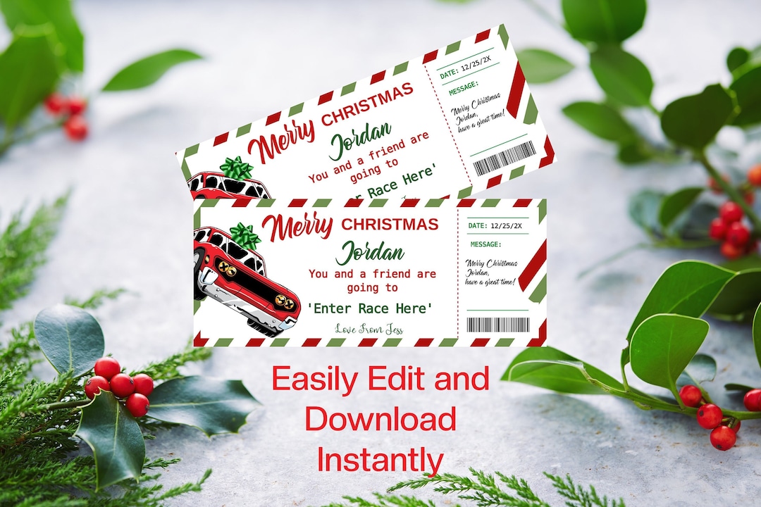 Editable Car Race Gift Voucher Christmas Racing Gift Voucher Editable ...