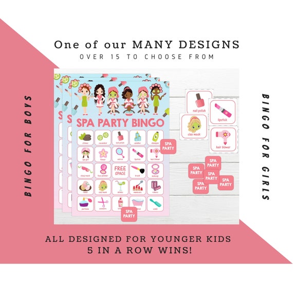 Spa Party BINGO Game - Spa BINGO Spa party printable bingo game ...