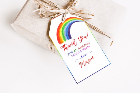 EDITABLE Teacher thank you tags personalized Rainbow Favor cards ...