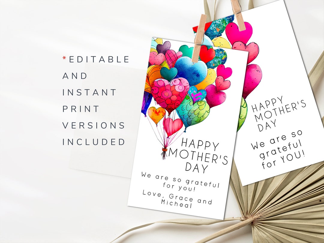 Editable Mothers Day Gift Tags Mothers Day Favor Cards Editable Mothers ...