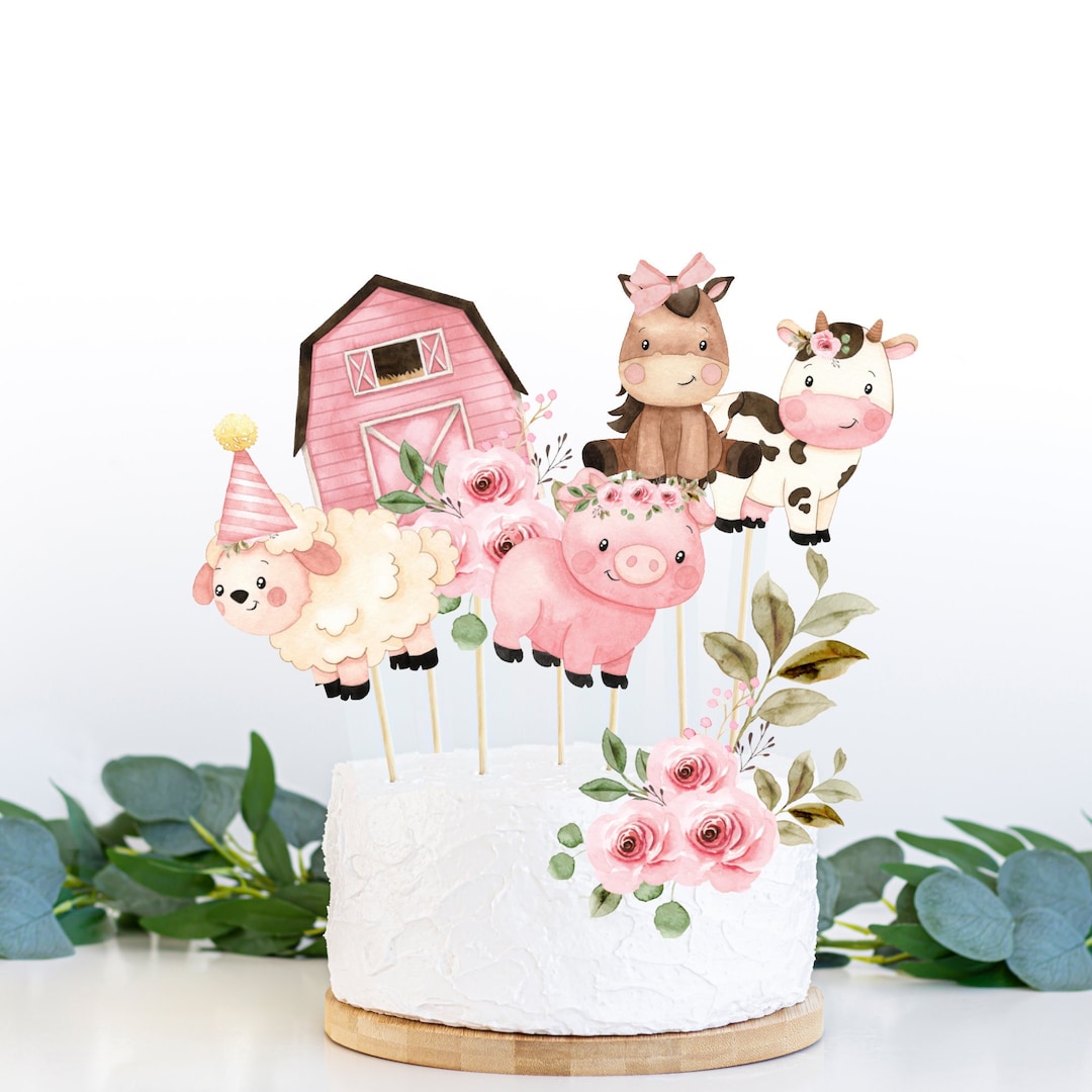 Farm Cake Topper for Instant Printing 12 Farm Cake Toppers Girl Farm ...