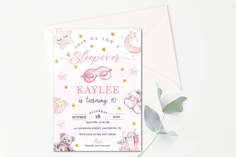 Sleepover Party Invitation Template Slumber Birthday Party Invitation ...