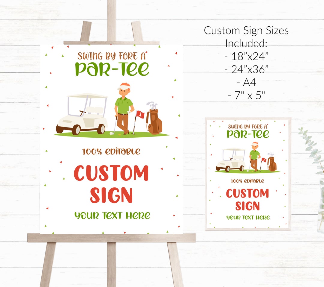 Golf Party Signs X 4 Sizes Golf Custom Party Signs Golf Party Decor ...