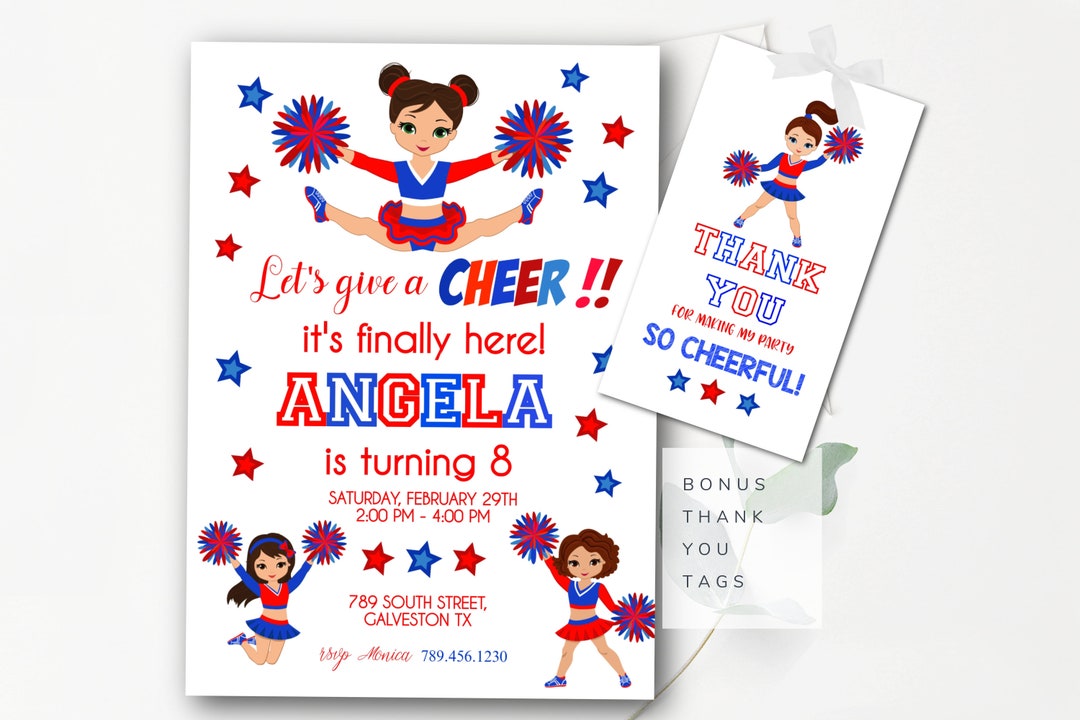 Cheerleader Invitation Template Editable Cheerleader Party Invitation ...