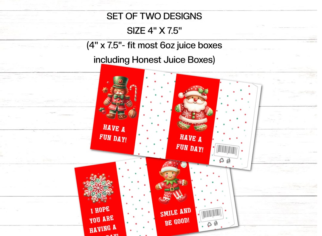 Christmas Juice Box Labels Christmas Juice Carton Labels Template ...