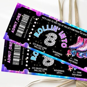Roller Skating Invitation Ticket Skating Birthday Invitation Disco ...