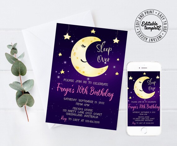 Slumber party, sleepover party invitation, Late over birthday ...
