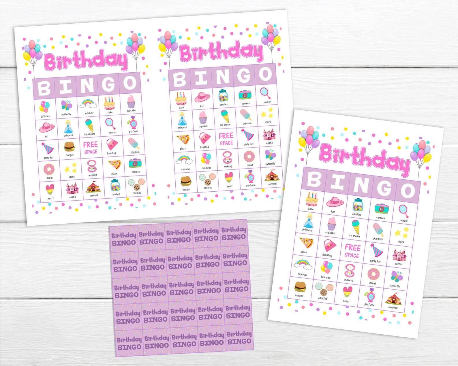 Girls Bingo Game Instant Bingo Printable Bingo Game Easy 5 in a Row Win ...