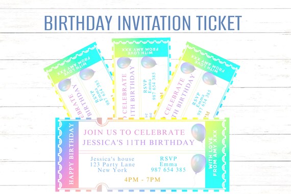 Birthday gift ticket invitation, Printable Birthday invitation template ...
