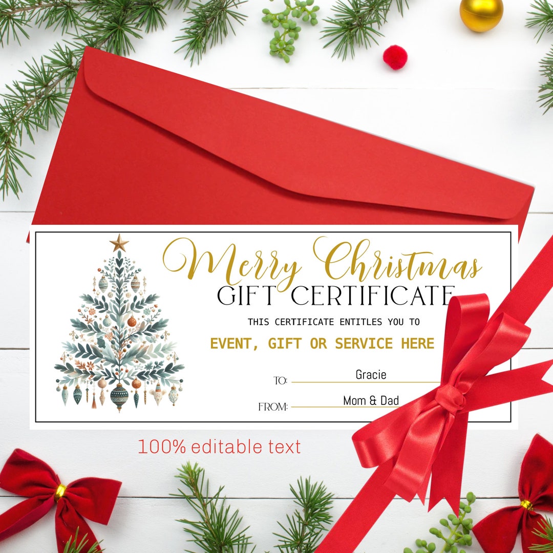 Editable Christmas Gift Certificate Template Printable Christmas ...