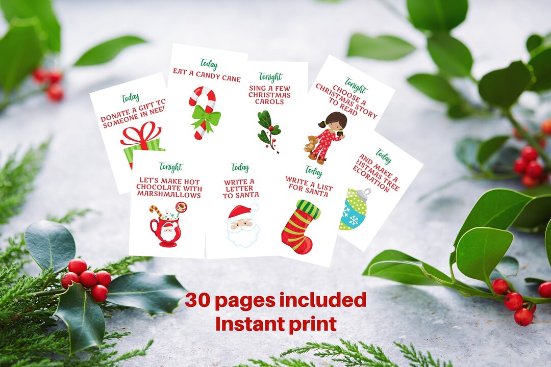 Christmas Advent Activity Cards Printable 30 Advent Activity Cards for ...