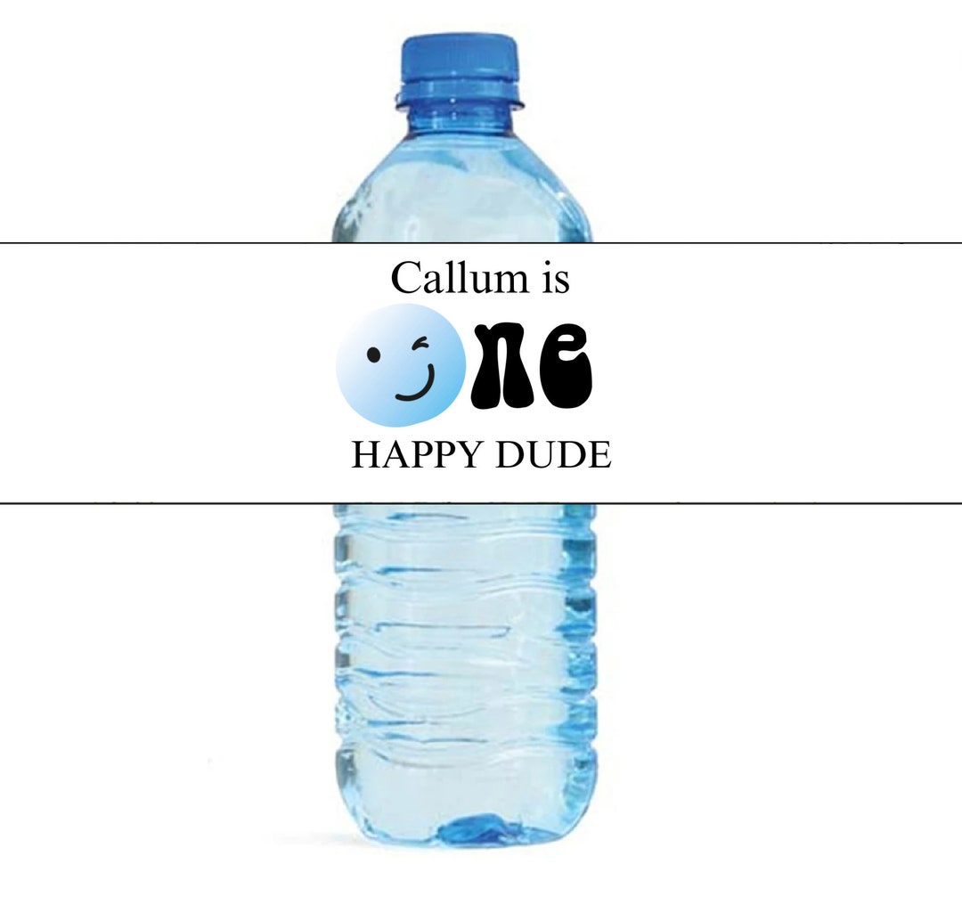 Happy Dude Birthday Bottle Labels Editable Blue Party Labels Editable ...