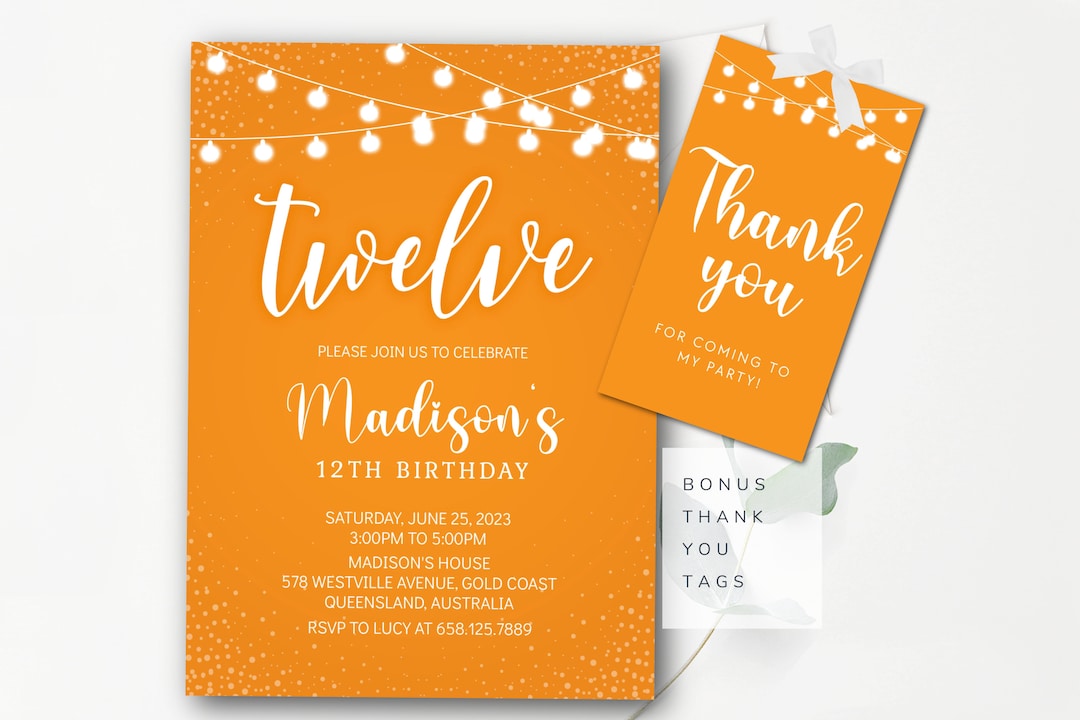 Editable Orange Invitation Orange Birthday Invitation Template Orange ...