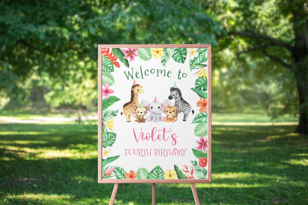 Party Animals Welcome Sign Wild Animal Welcome Sign Editable Zoo ...