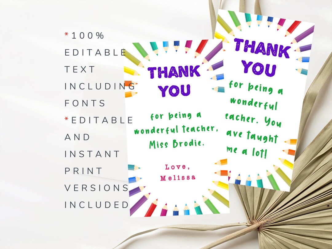 Editable Teacher Appreciation Tags Editable Teacher Thank You Tags ...