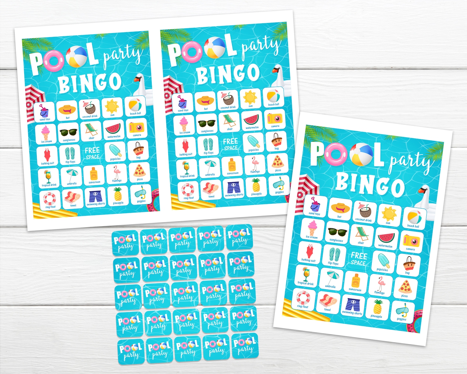 Pool Party Bingo Game Printable Bingo Game Printable Games for Kids ...