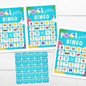 Pool Party Bingo Game Printable Bingo Game Printable Games for Kids ...