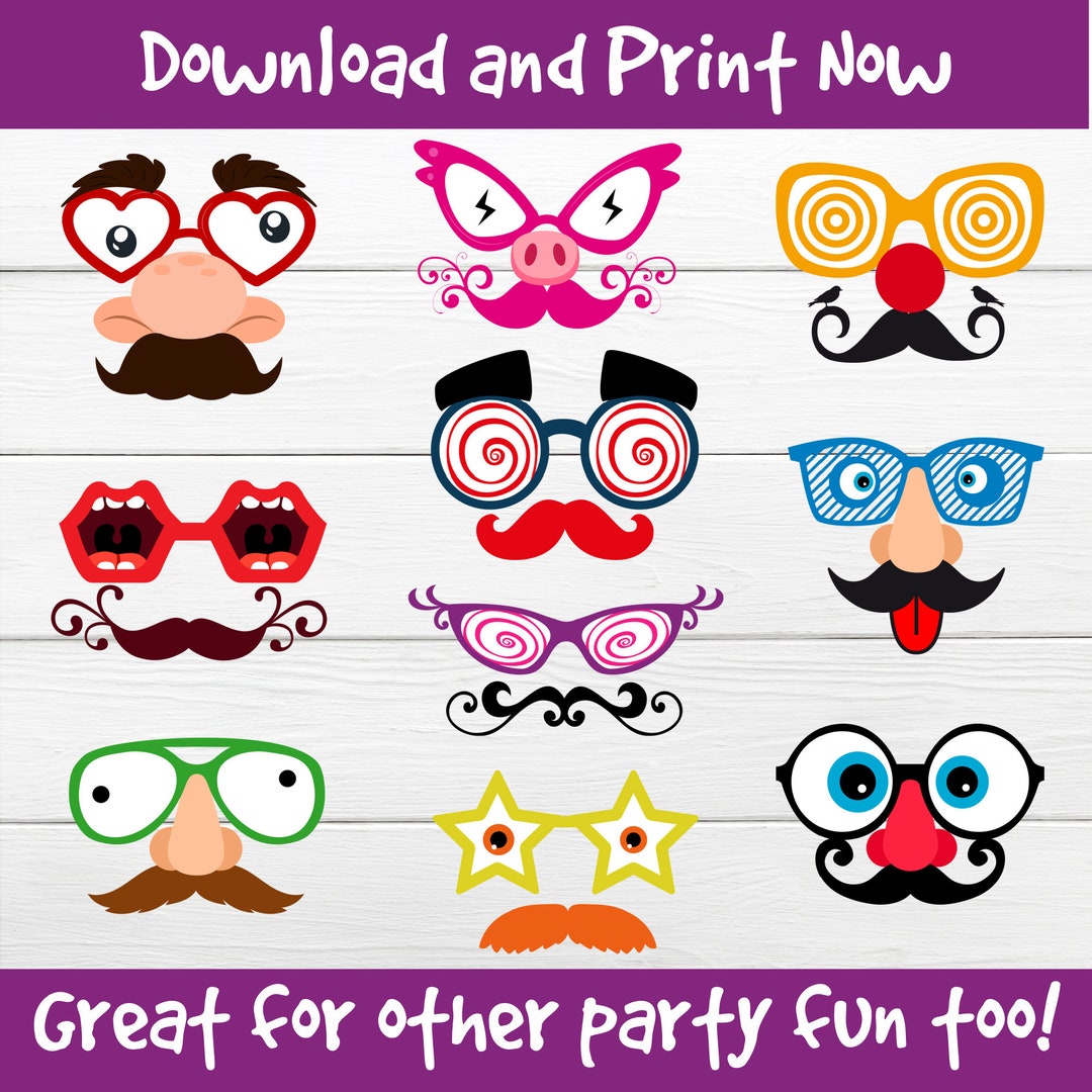 Glasses Party Props. Crazy Glasses Photo Booth Props Glasses Printable ...