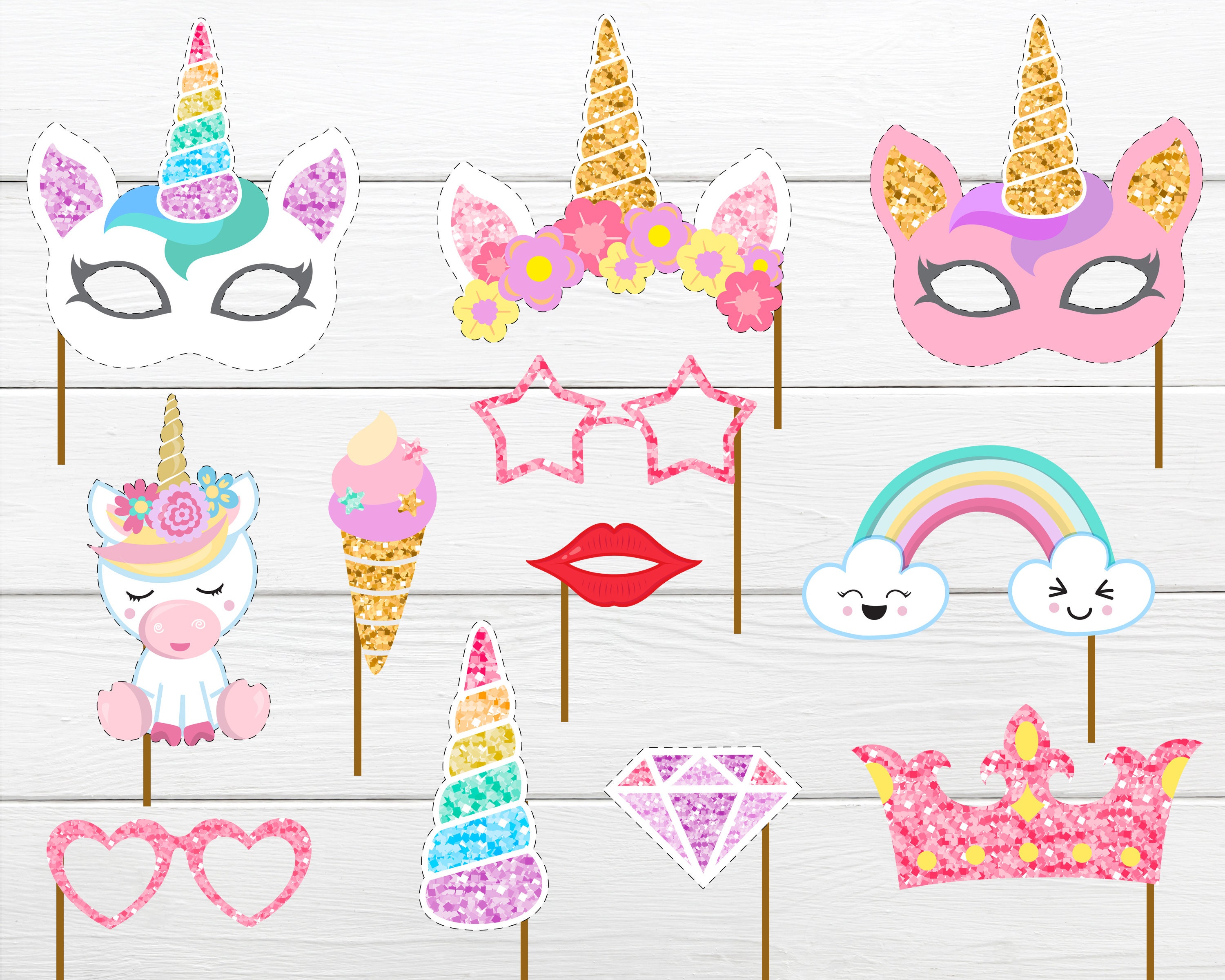 Girls Party Props. 35 Girls Photo Booth Props Girls Printable Props ...