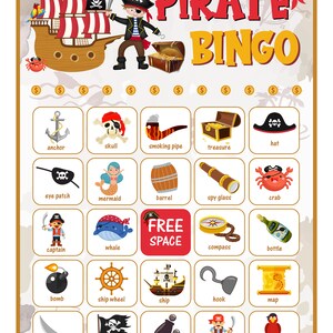Pirate Birthday Party Games Printable Pirate Bingo Game Printable Boys ...