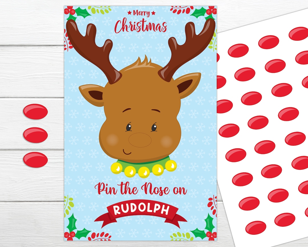 Christmas Games Pin the Nose on Reindeer Game Instant Printable ...