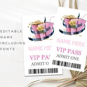 Movie Night ID Card Template Edit and Print Instantly Kids Movie VIP ...