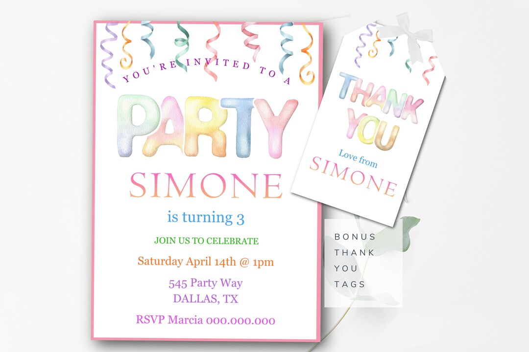 Editable Pastel Birthday Invitation Pastel Party Invitation Editable ...
