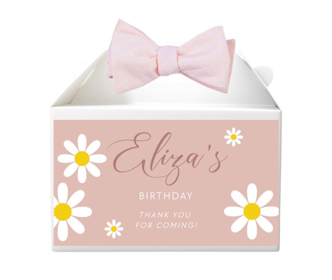 Editable Daisy Birthday Gable Gift Box Label Boho Daisy Gable Box Label ...