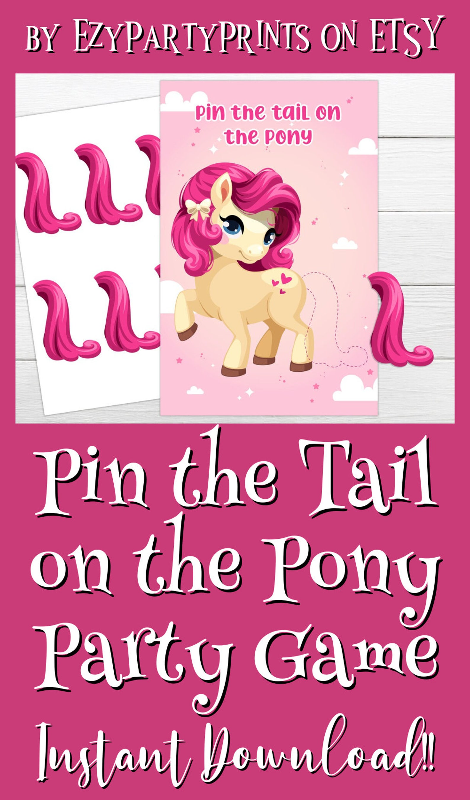 Pin the Tail on the Pony Printable Game Pin the Tail Party Game Instant ...