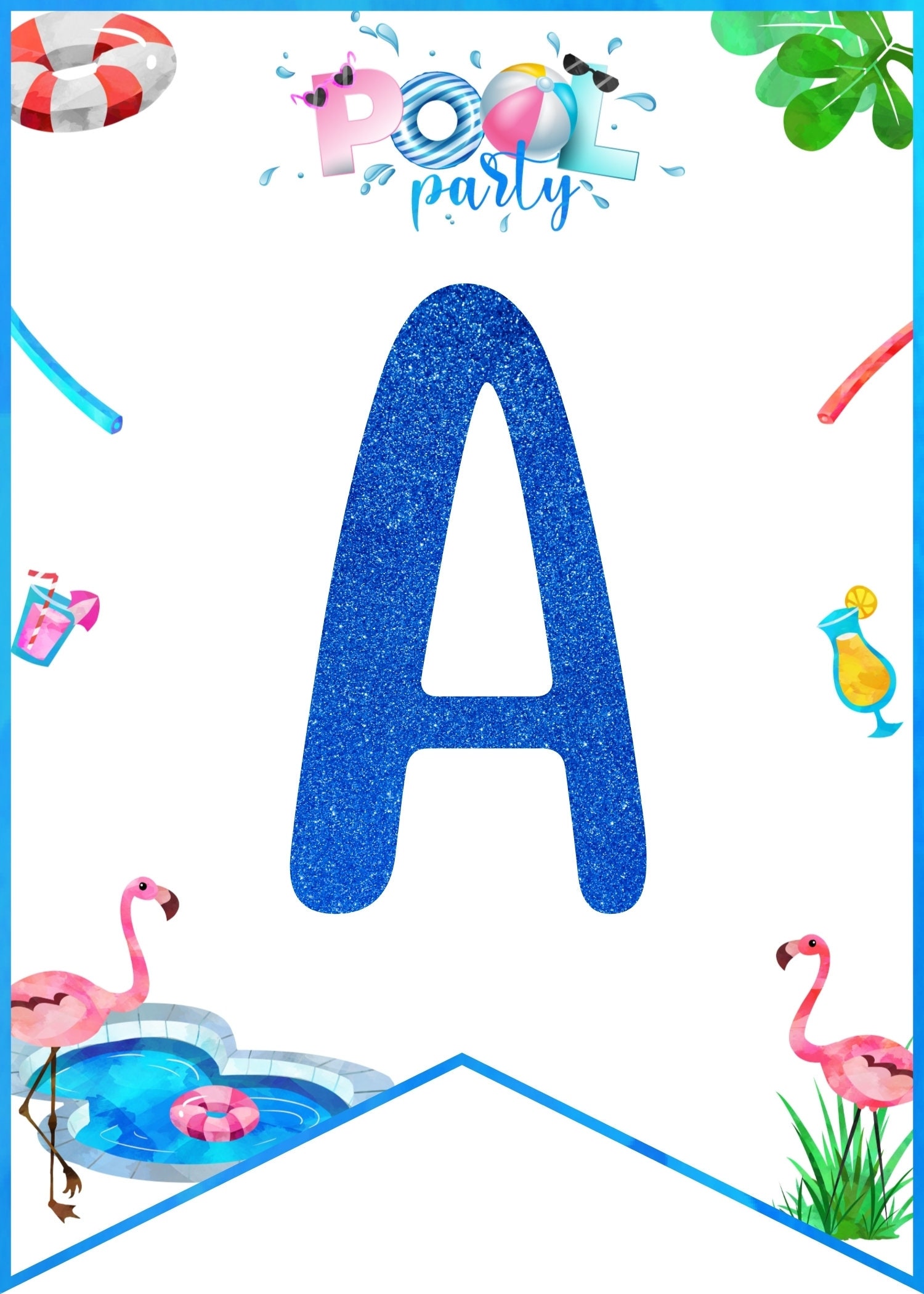 POOL PARTY Bunting/banners You Personalise Edit Download and | Etsy
