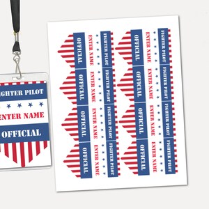 Jet Fighter Pilot ID Card Template Edit and Print Instantly Kids ...