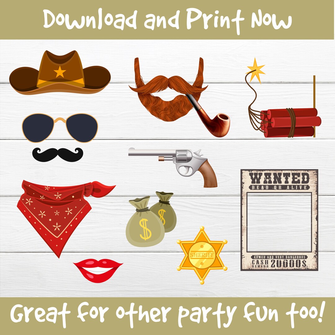 Cowboy Party Props Cowboy Photo Booth Props Cowboy Printable Props for ...