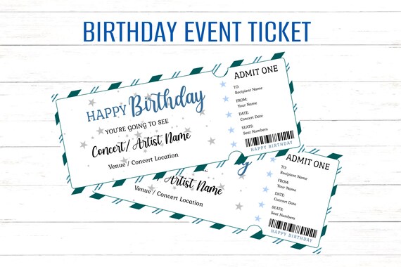 Birthday Event Ticket, Ticket Birthday Invitation to edit, download and ...
