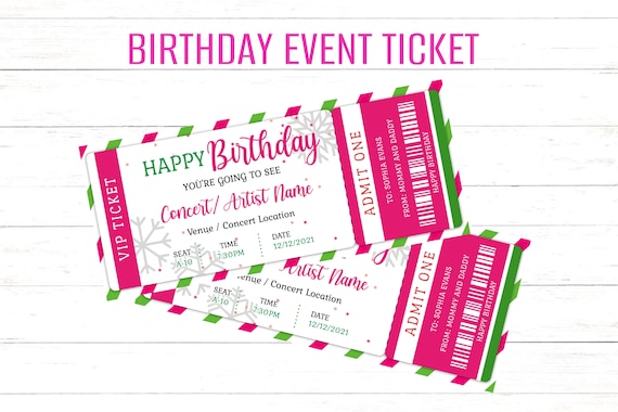 Birthday Event Ticket, Ticket Birthday Invitation to edit, download and ...