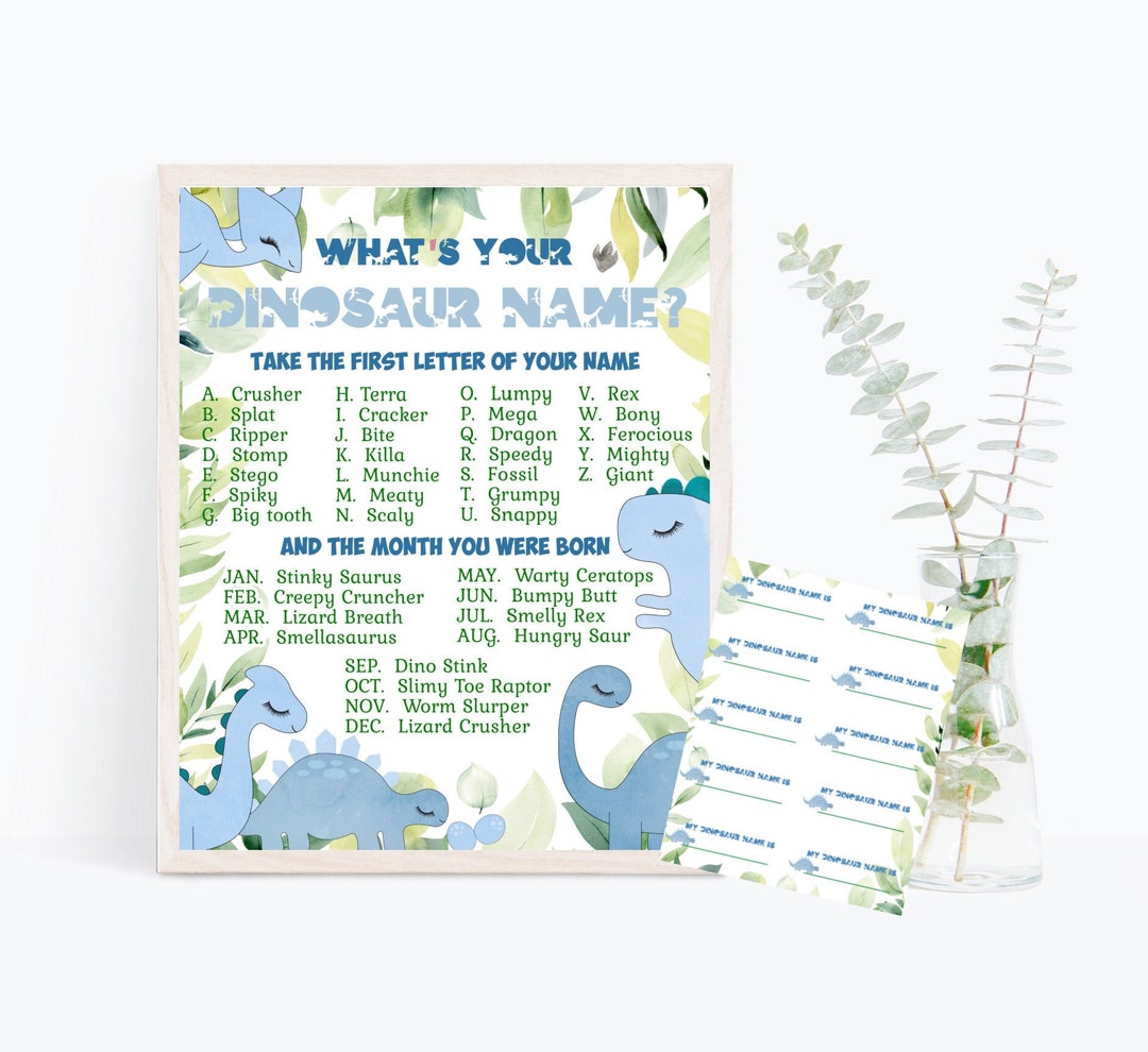 Dinosaur Birthday Party Game What's Your Dinosaur Name Game? Instant ...