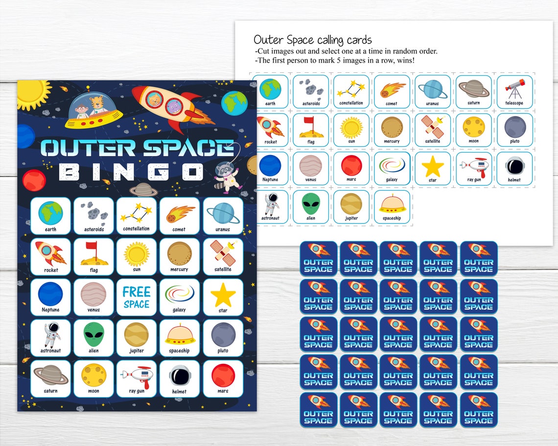 Outer Space BINGO for Kids Outer Space BINGO GAME Printable - Etsy