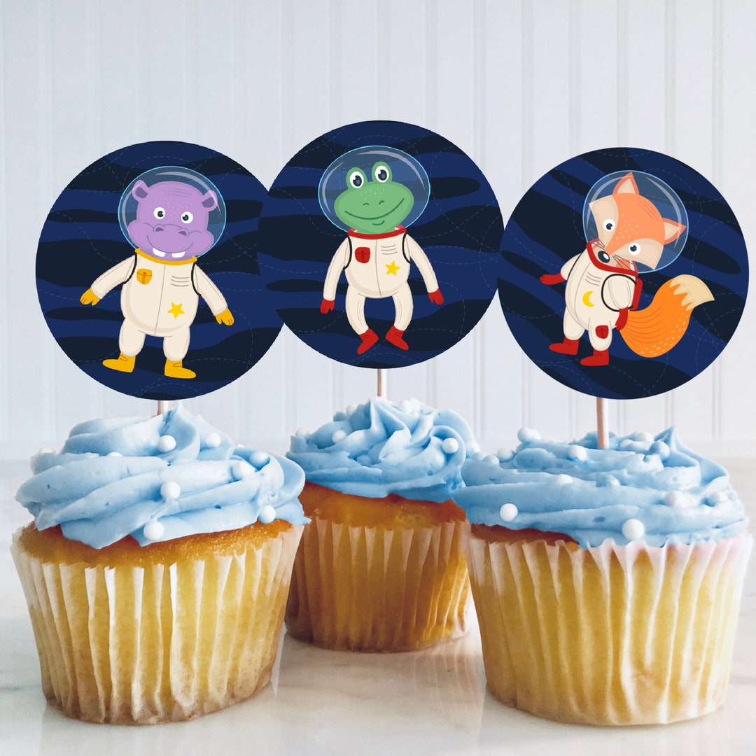 Outer Space Birthday Cupcake Toppers, First Trip Around the Sun Cookie ...